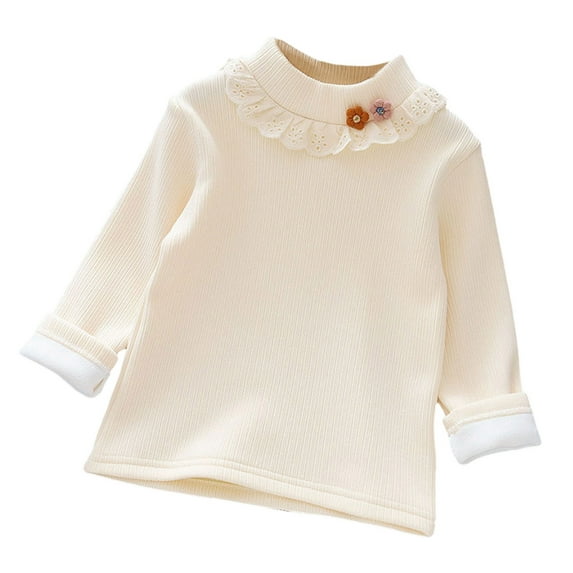 AWZXDE Girls Solid Color Base Shirt Slim Fit Long Sleeve Tee With ...