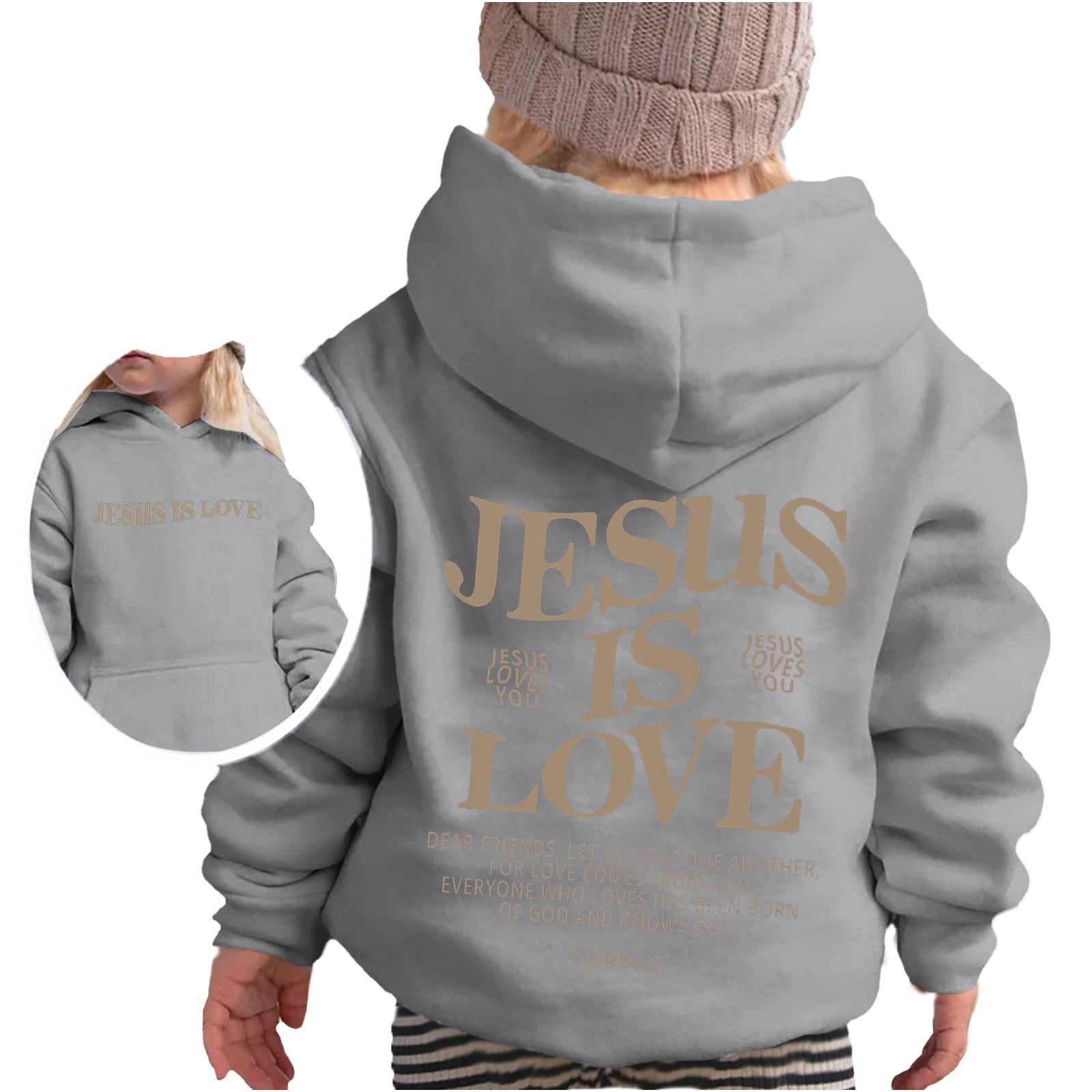 AWZXDE Girls Solid Color Hoodie with Letter Print Pattern Casual ...