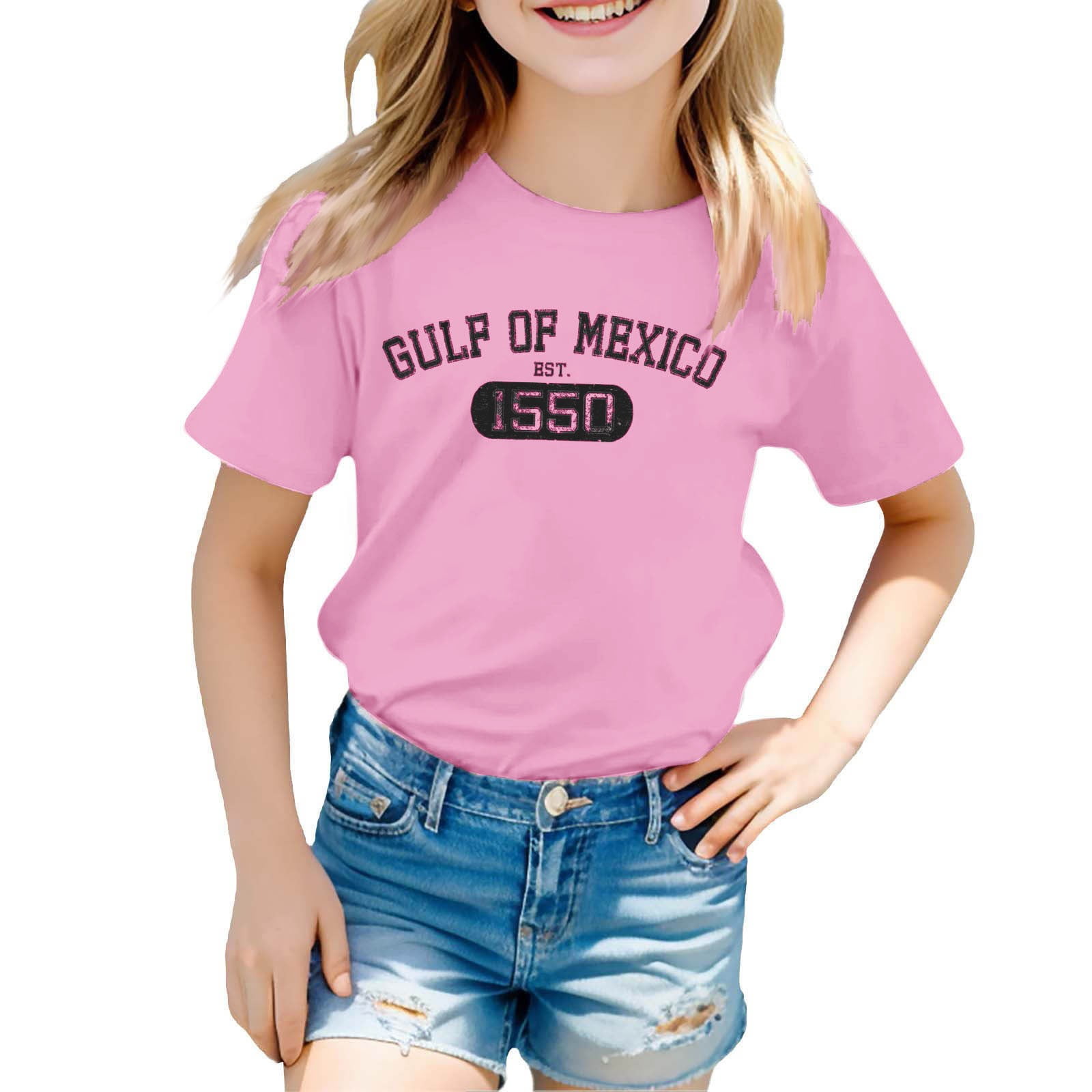 AWZXDE Girls Summer Solid Color Letter Print Tee,Lightweight Breathable ...