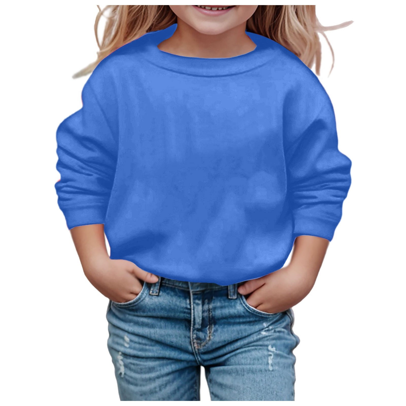 AWZXDE Girls Sweatshirts Winter Basic Solid Color Sweatshirt Fashion ...