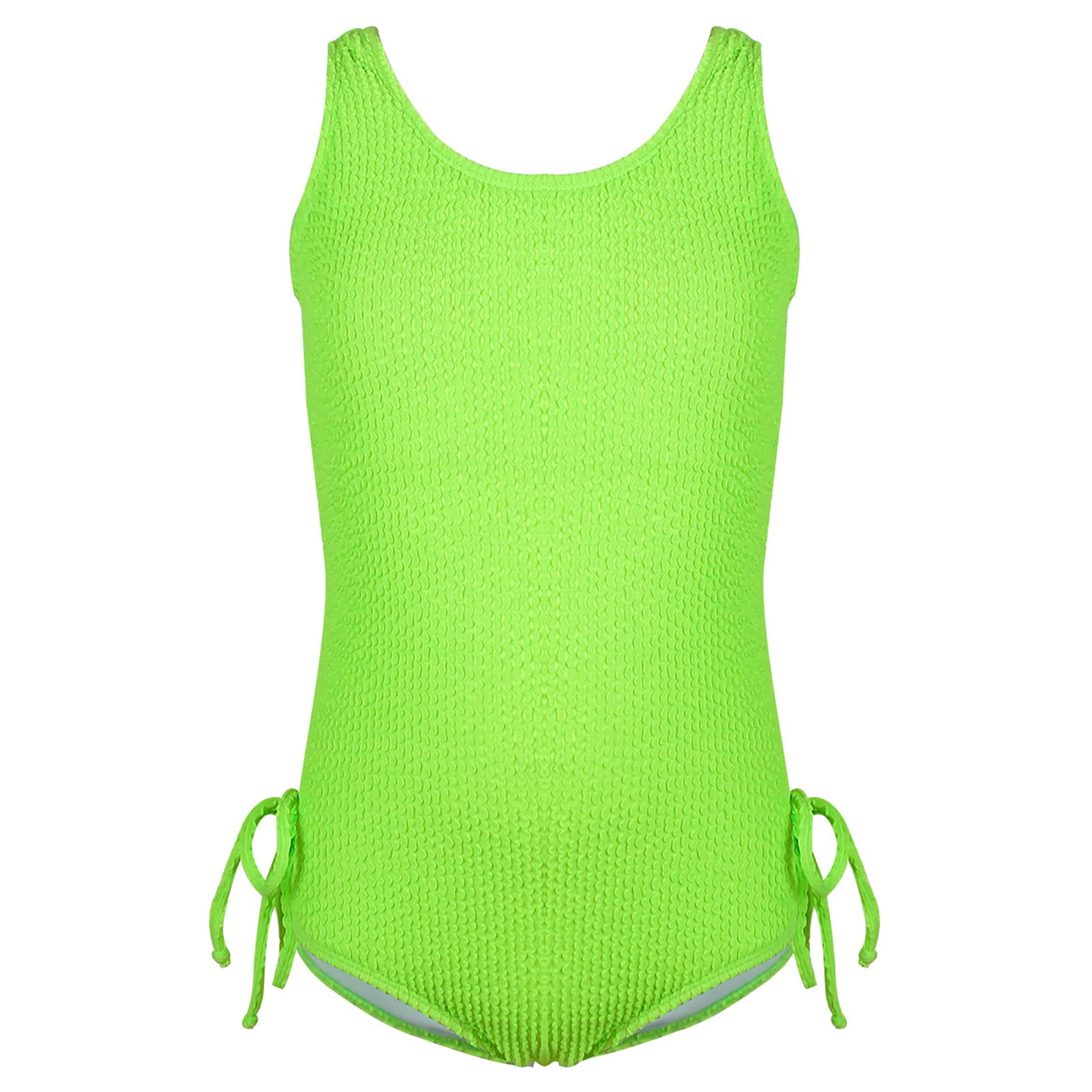 AWZXDE Girls Swimsuit One Piece Sleeveless Solid Color Bathing Suit ...