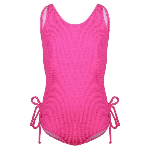 AWZXDE Girls Swimsuit One Piece Sleeveless Solid Color Bathing Suit ...