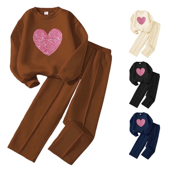 AWZXDE Girls Tracksuit Long Sleeve Top With Wide Leg Pants Outfit For ...