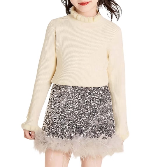 AWZXDE Girls Velvet Trim Tutu Skirt For Girls Hemline Casual Party Wear ...