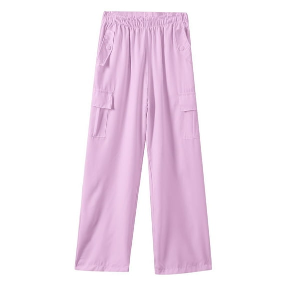 AWZXDE Girls Wide Leg Pants Children Trousers in Pure Color Cargo Style ...