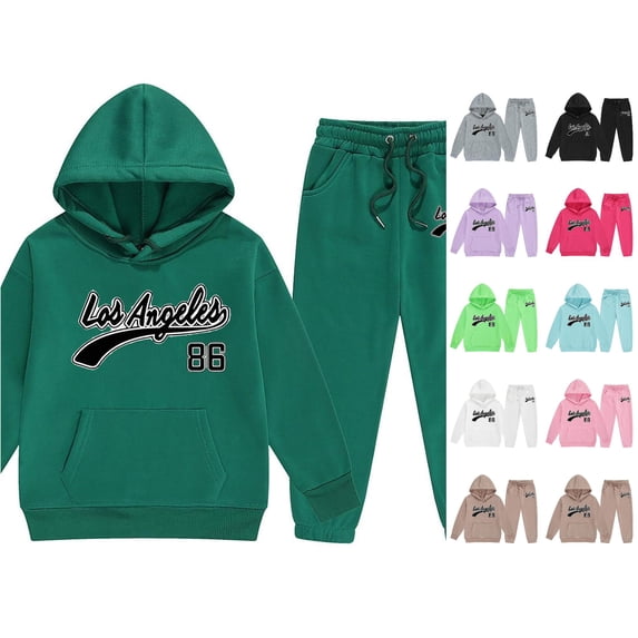 AWZXDE Girls Winter Hoodie Joggers Set Comfy Casual Kids Outfits ...