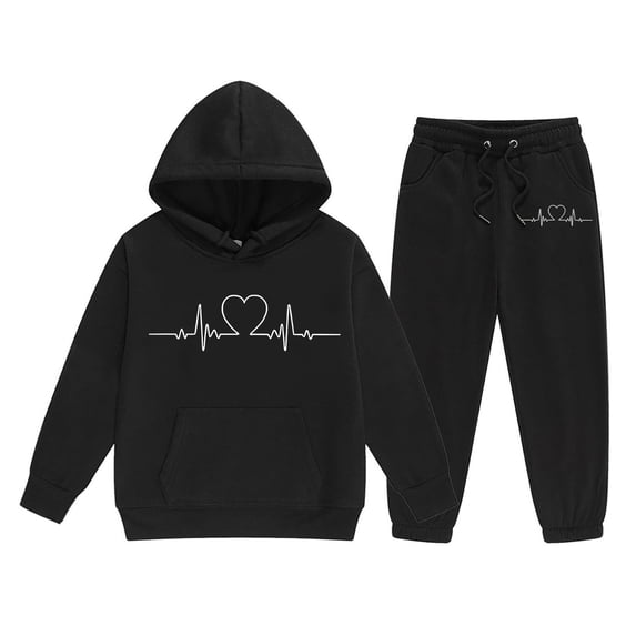 AWZXDE Girls Winter Thermal Hoodie And Joggers Set Comfy Casual Kids ...