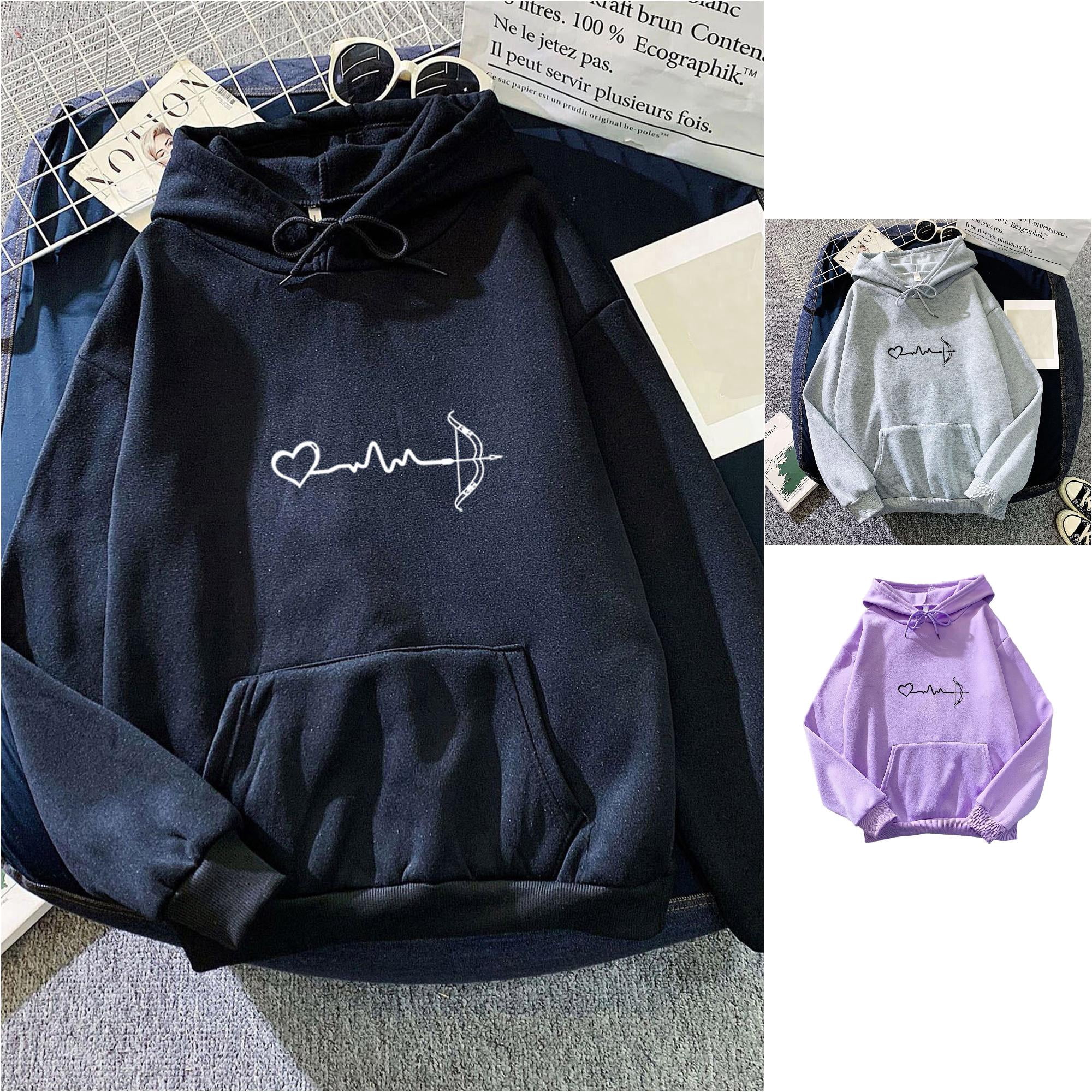 AWZXDE Hoodies for Women Graphic Print Long Sleeve Hooded Sweatshirt ...