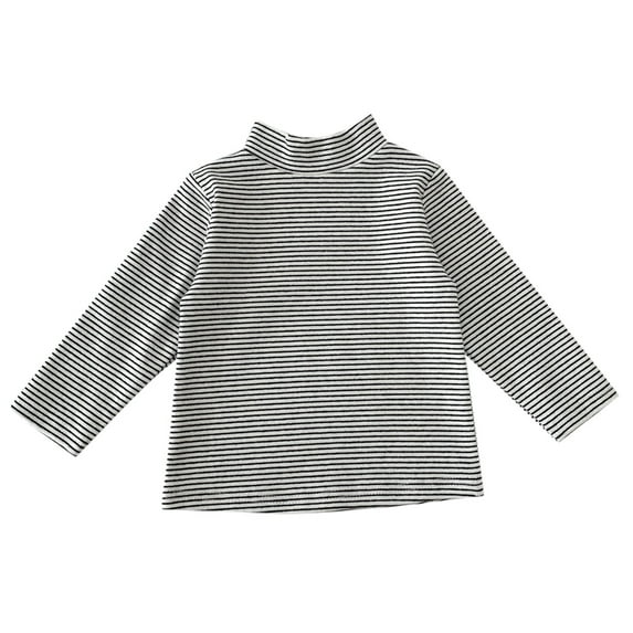 AWZXDE Infant Toddler Kids Striped Solid Long Sleeve Blouse High Neck ...