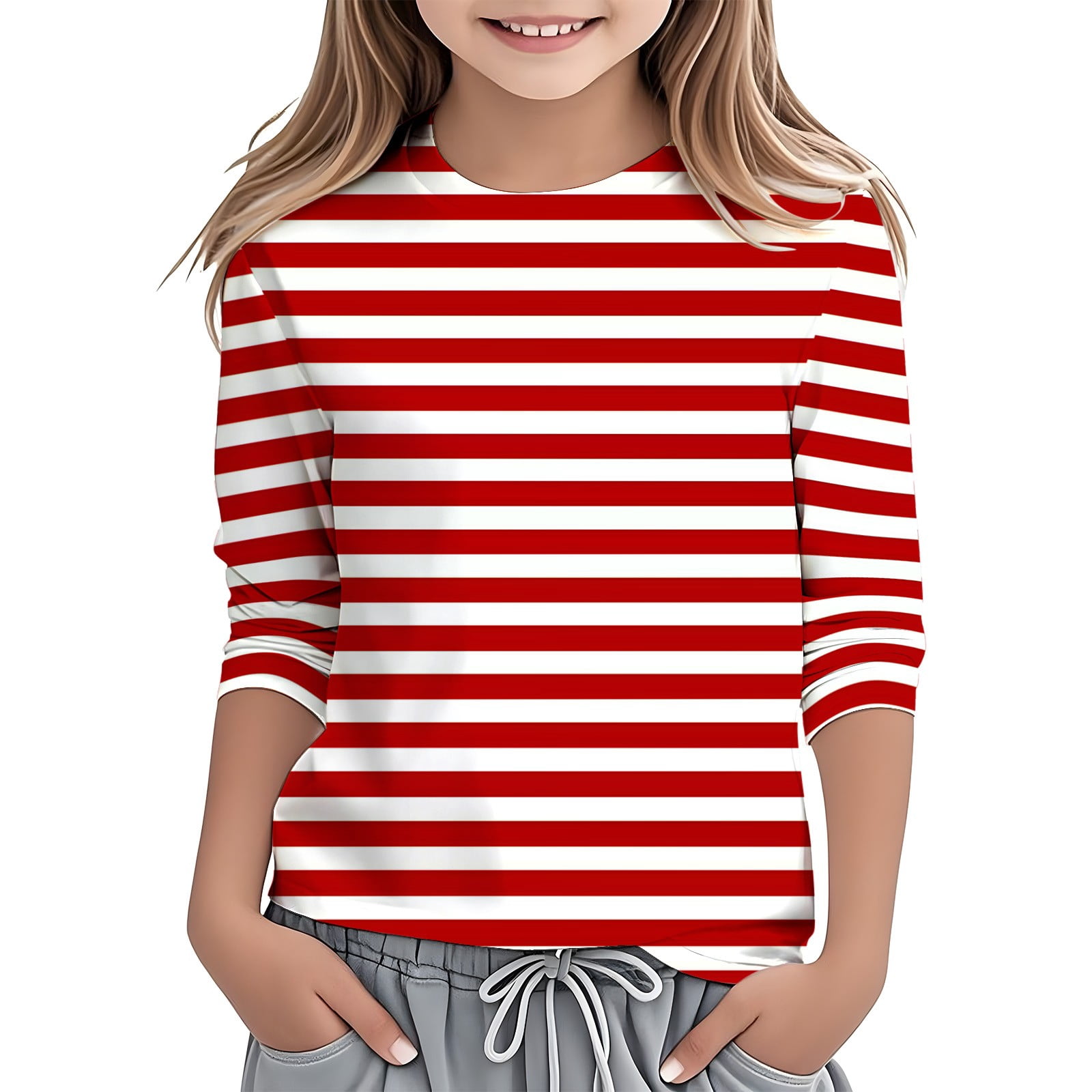 AWZXDE Kids Carnival Print Split 3/4 Sleeve Round Neck Loose Fit Casual ...