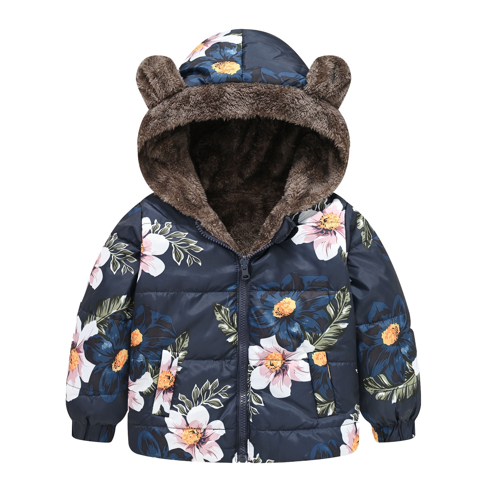 AWZXDE Kids Coat Winter Baby Jacket Girls Hooded Cartoon Cute Prints Toddler Outwear Zipper ...