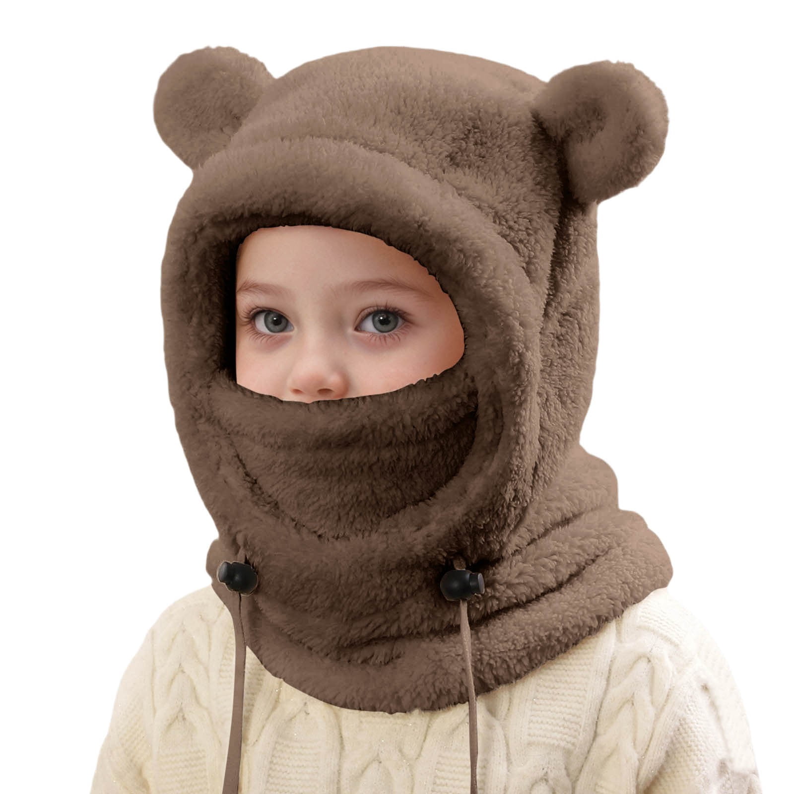 AWZXDE Kids Cute Bear Ear Hat with Winter Warm Wool Scarf Set for ...