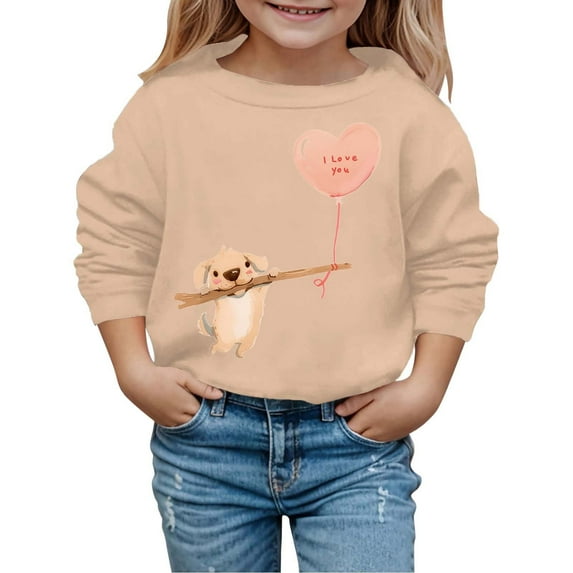 AWZXDE Kids Fall Winter Valentine‘s Day Cute Dog Print Round Neck Long ...