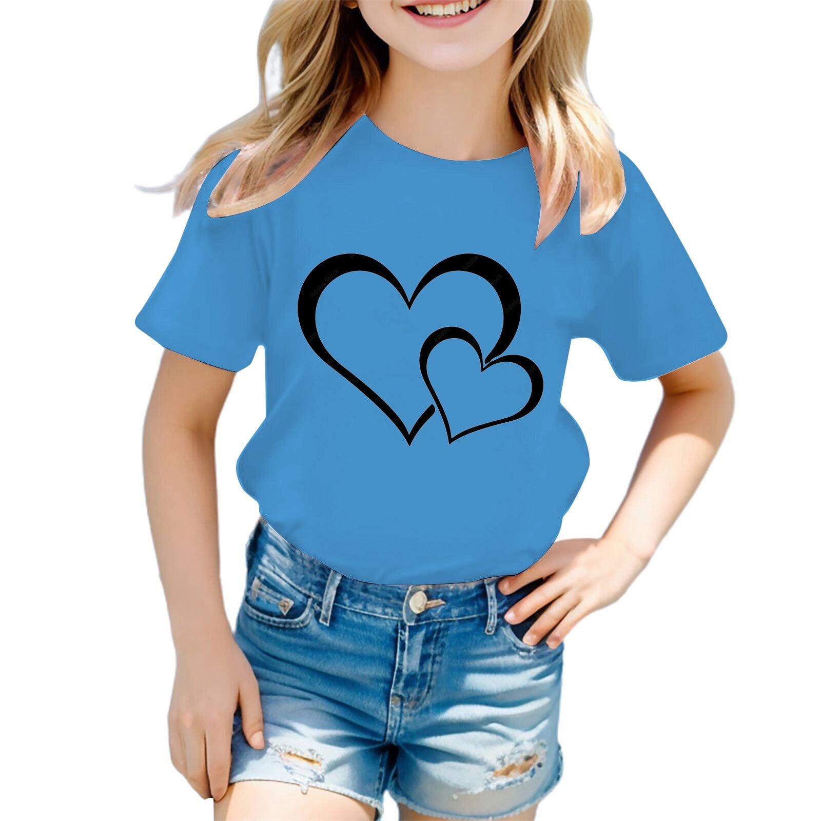 AWZXDE Kids Girls Cute Graphic Short Sleeve T Shirt Round Neck Casual ...