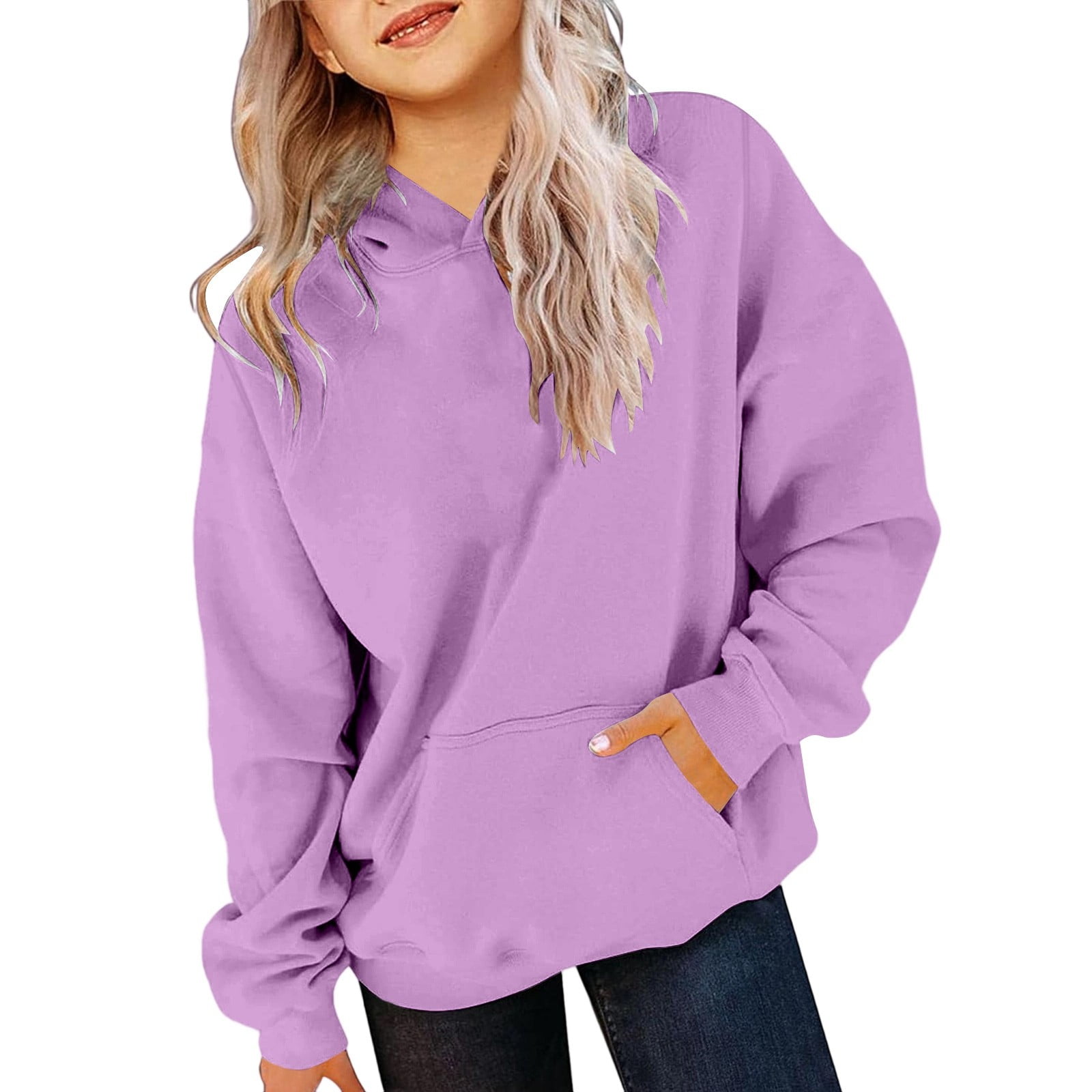 AWZXDE Kids Long Sleeve Pullover Hoodie Solid Color Cartoon Ear Design ...