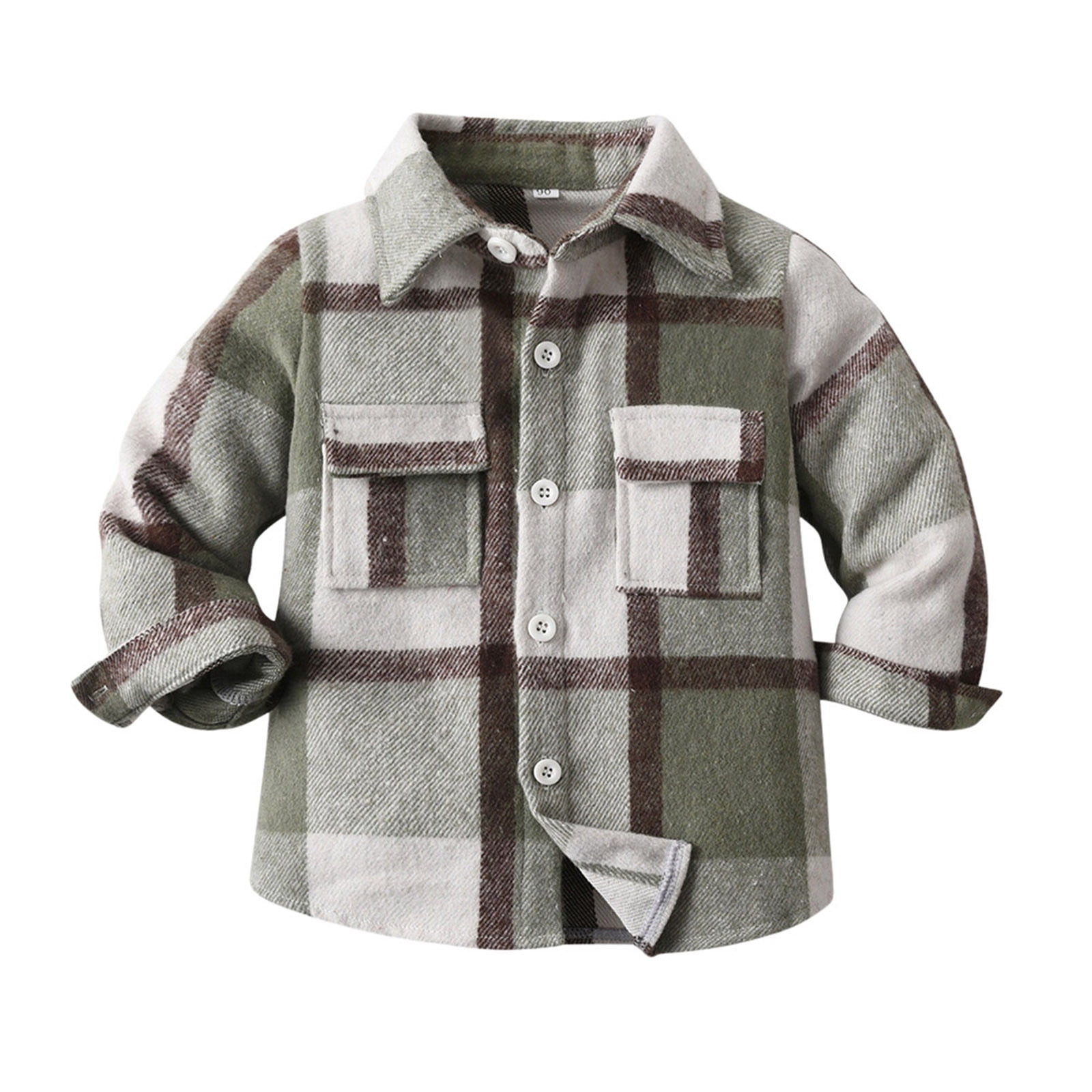 AWZXDE Kids Plaid Long Sleeve Button Down Lapel Top Casual Outfit For ...