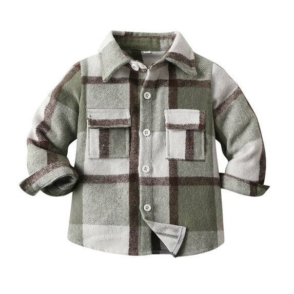 AWZXDE Kids Plaid Long Sleeve Button Down Lapel Top Casual Outfit For ...