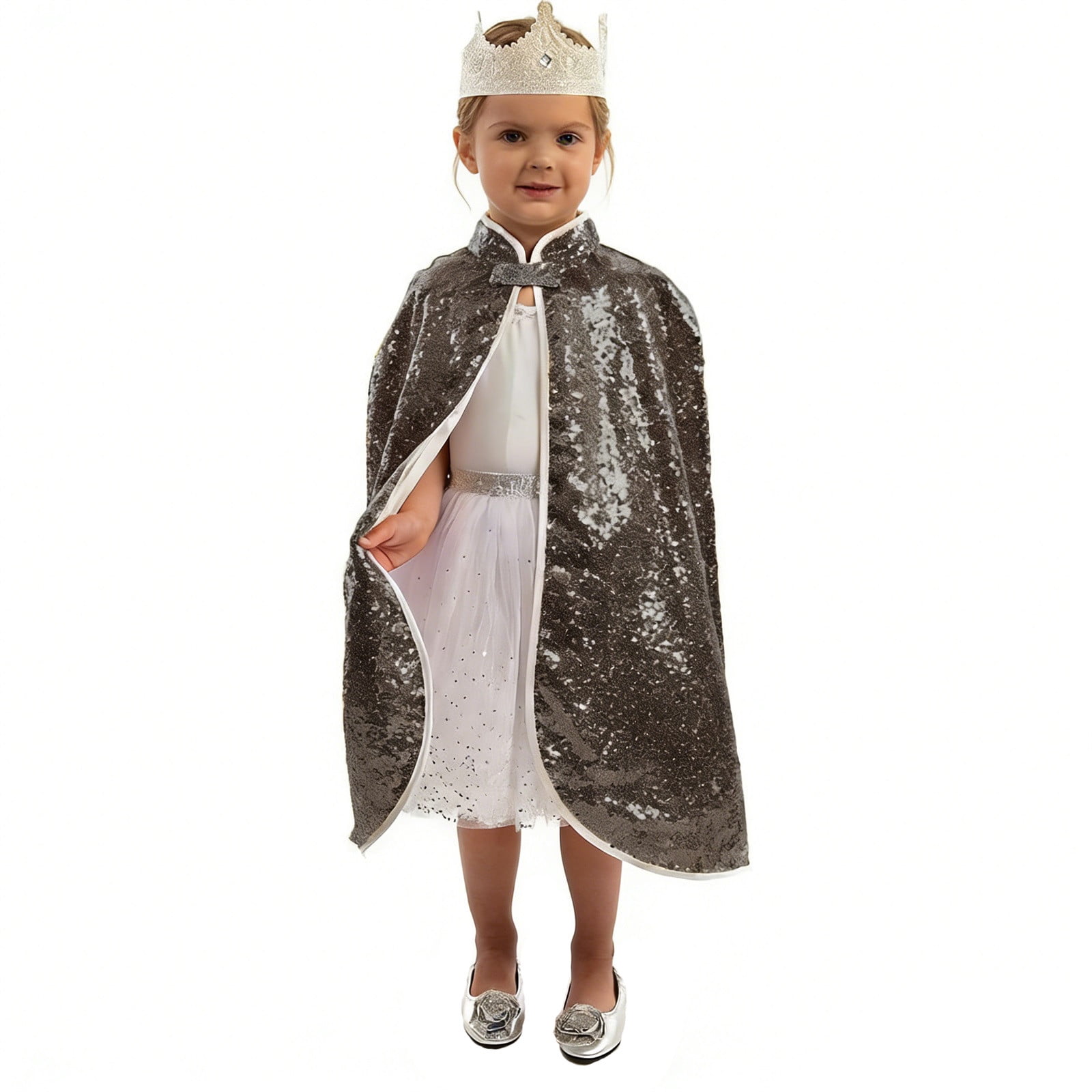 AWZXDE Kids Short Cape With Glittering Sequins And Stand Collar ...