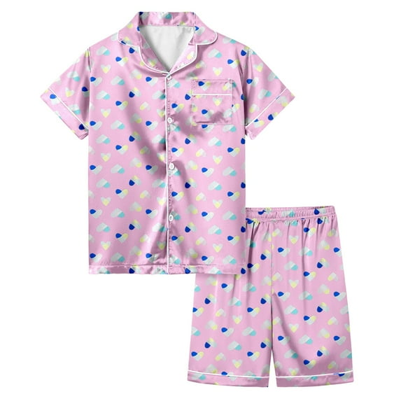AWZXDE Kids Silk Pajamas Girls Casual Short Style Sleepwear Set ...
