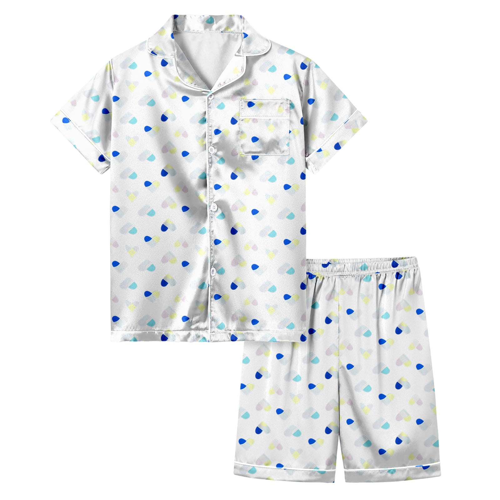 AWZXDE Kids Silk Pajamas Girls Casual Short Style Sleepwear Set ...