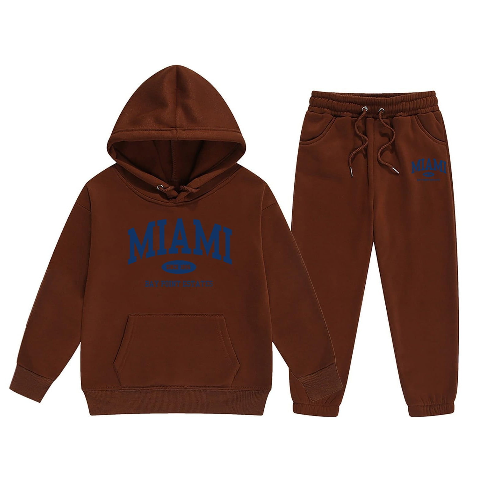 AWZXDE Kids Solid Color Long Sleeve Zip Up Hooded Jacket And Pants With ...