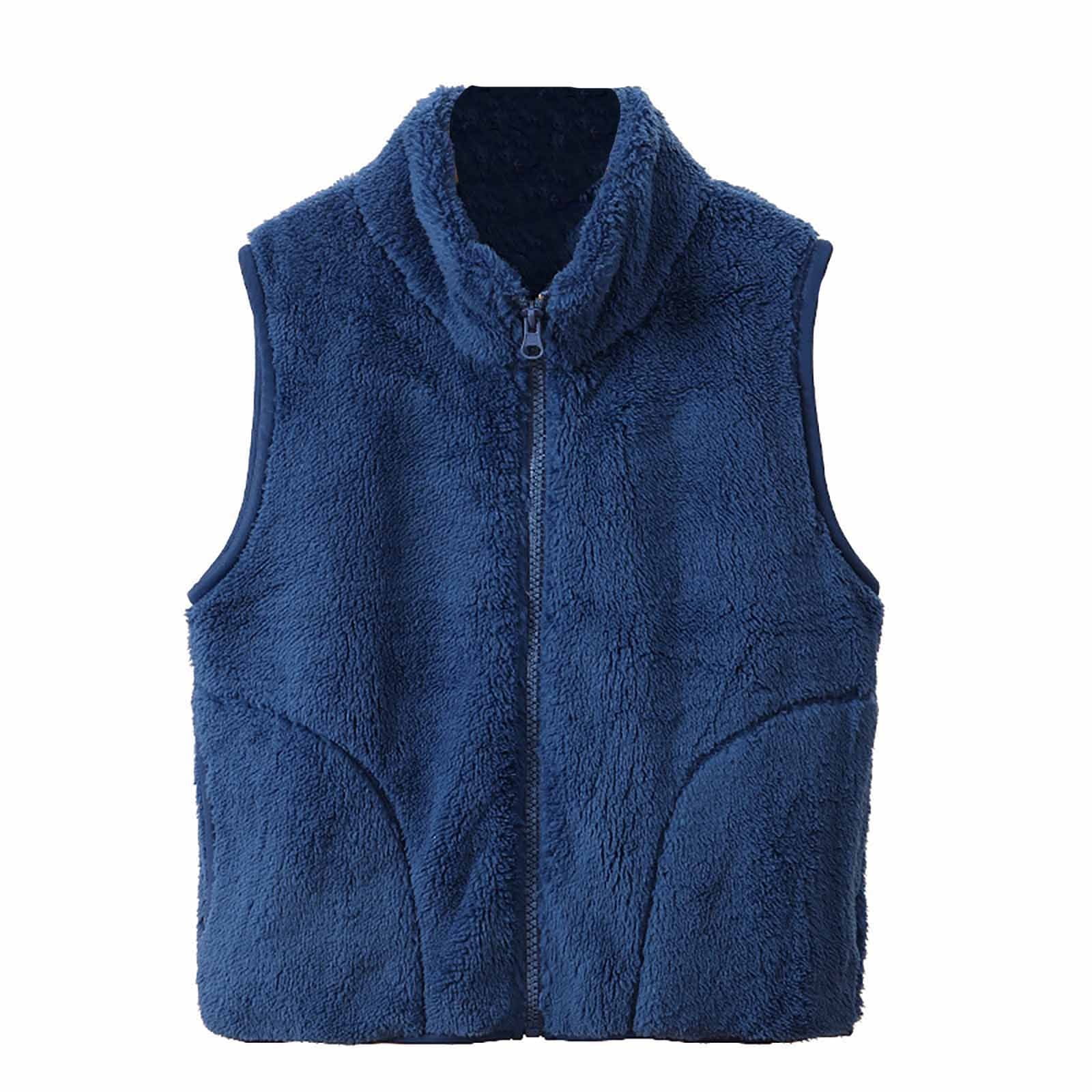 AWZXDE Kids Solid Color Vest with Stand Collar Pockets and Zipper ...