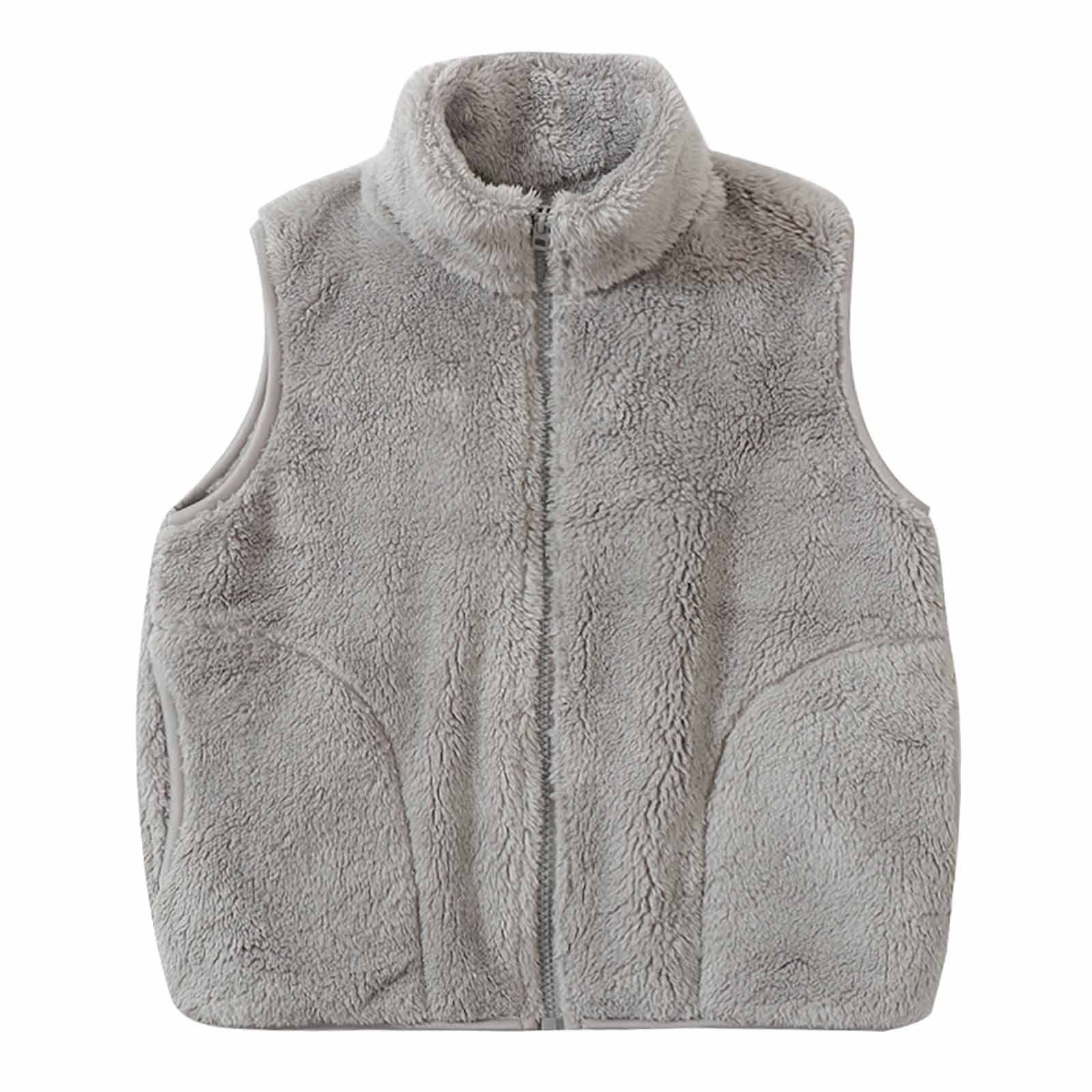 AWZXDE Kids Solid Color Vest with Stand Collar Pockets and Zipper ...