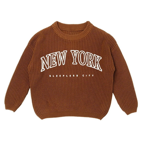 AWZXDE Kids Sweater with Handcrafted Embroidery Letter Print Solid ...
