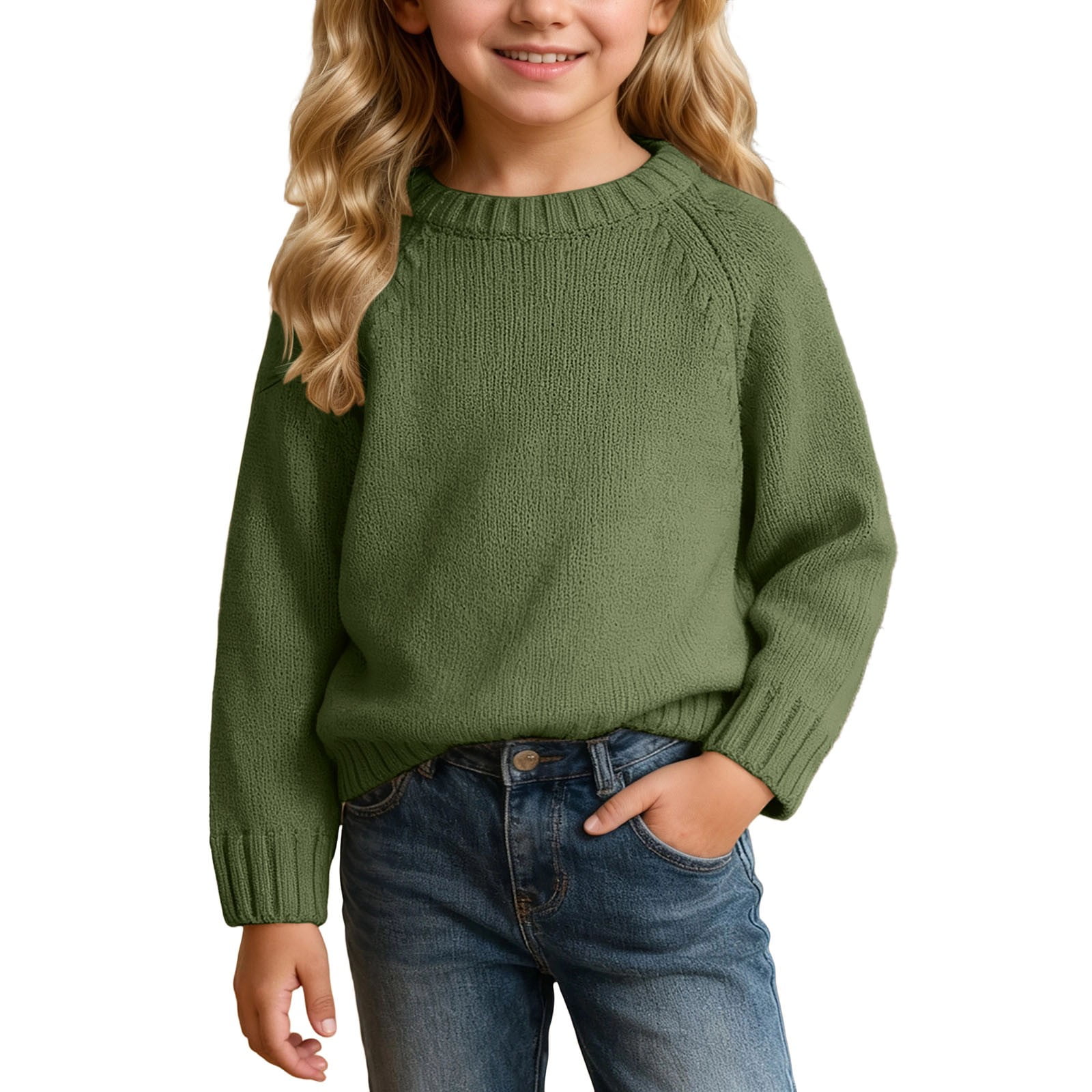 AWZXDE Kids Sweater Pullover Round Neck Solid Color Casual Fashion ...