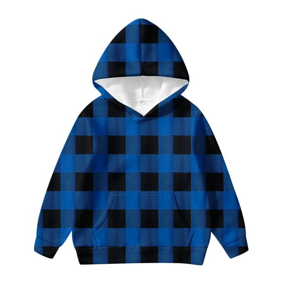 AWZXDE Kids Sweatshirts Plaid Pattern Hooded Pullover Loose Fit Casual ...