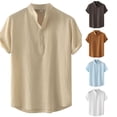 AWZXDE Men Shirts Solid Stand Collar Daily Basic Short Sleeve Polo ...