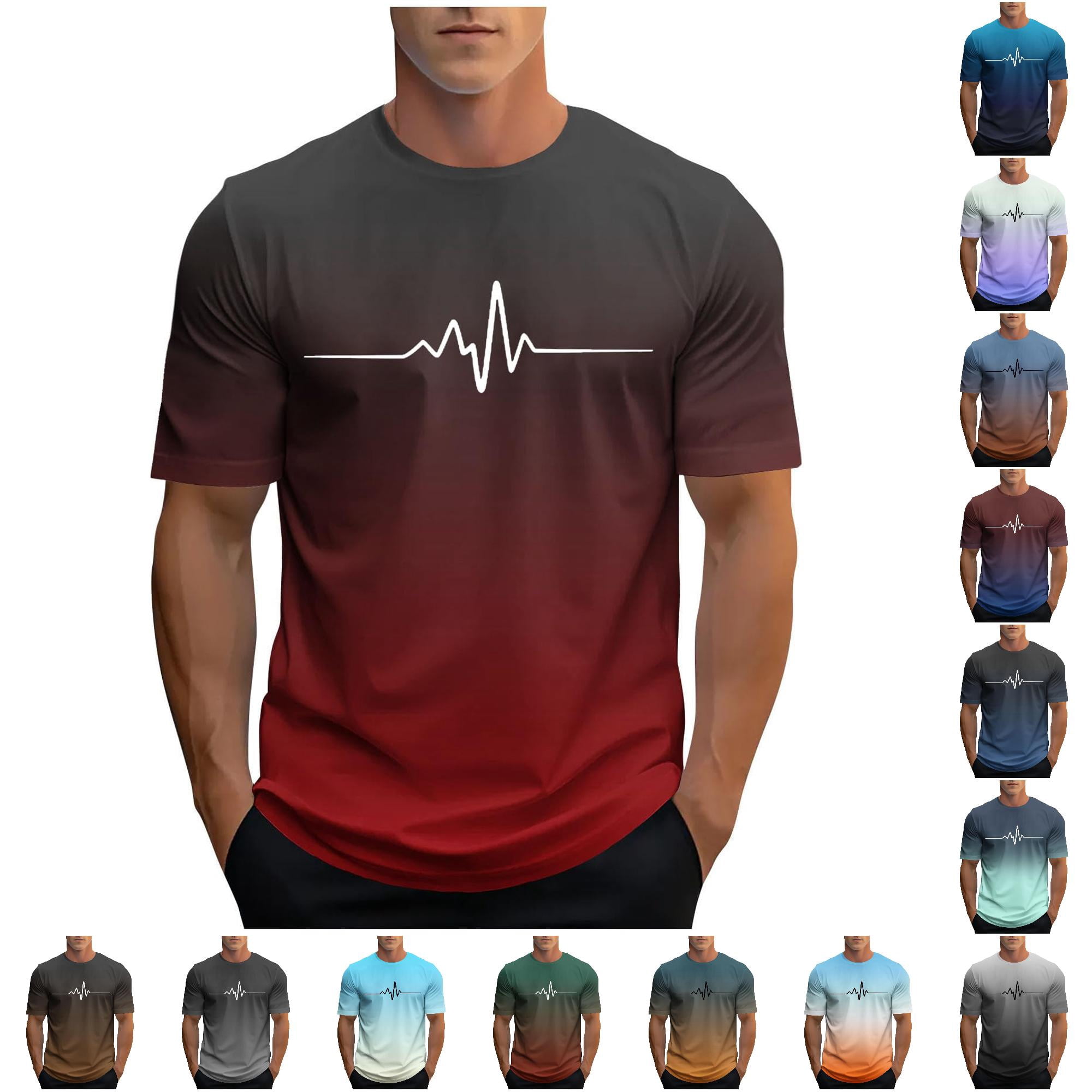 AWZXDE Men's Casual Short Sleeve T-Shirt Fashion Print Daily Basic ...