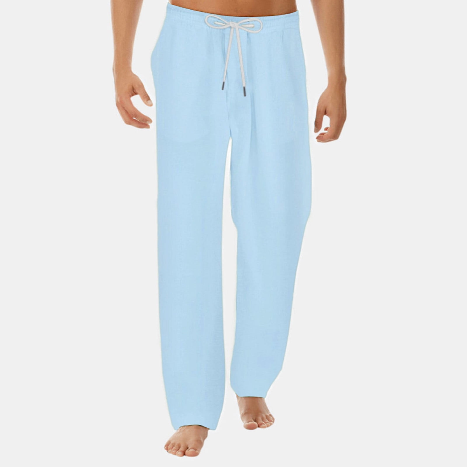 AWZXDE Men's Minimalist Casual Pants with Drawstring Elastic Waist ...