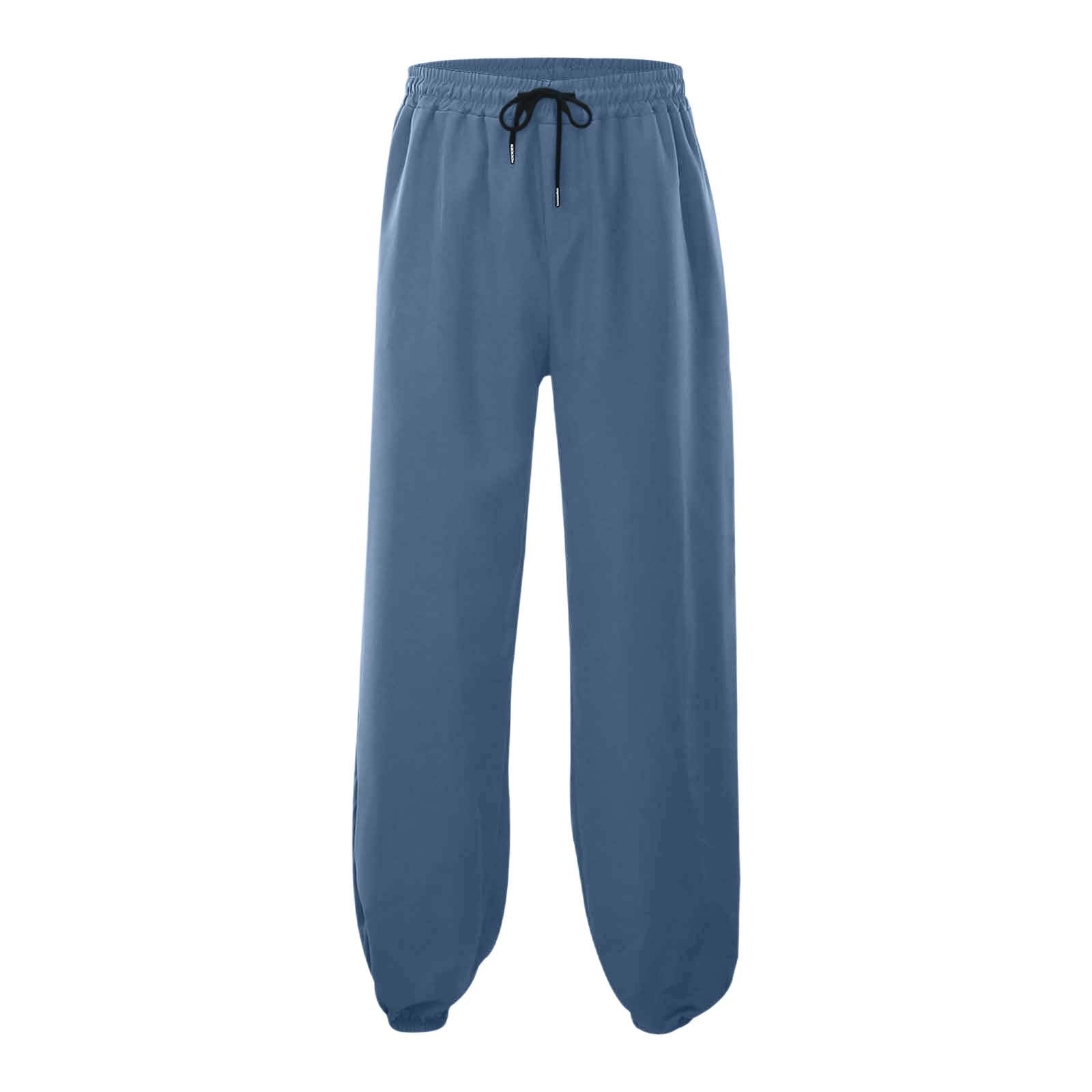 AWZXDE Men's Ordinary Style Drawstring Ankle Pants Solid Color Casual ...