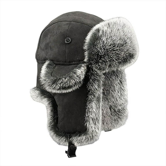 AWZXDE Men's Outdoor Solid Color Casual Winter Hat with Lined Ear Flaps ...