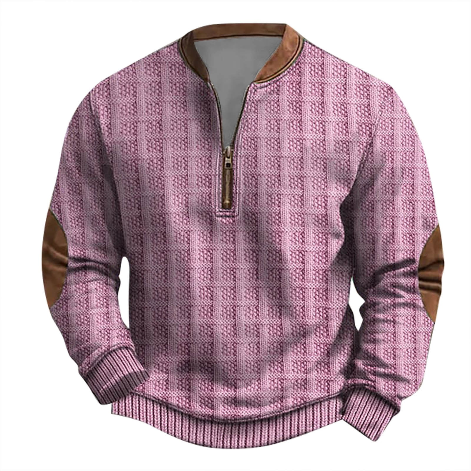 AWZXDE Men's Plaid Pattern Quarter Zip Sweatshirt, Casual Crewneck ...