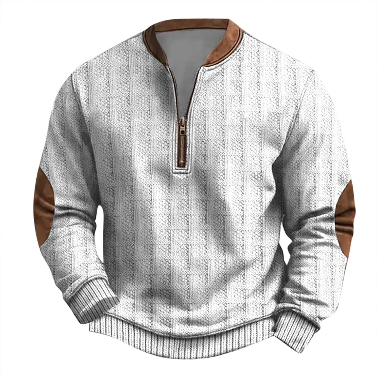 AWZXDE Men's Plaid Pattern Quarter Zip Sweatshirt, Casual Crewneck ...