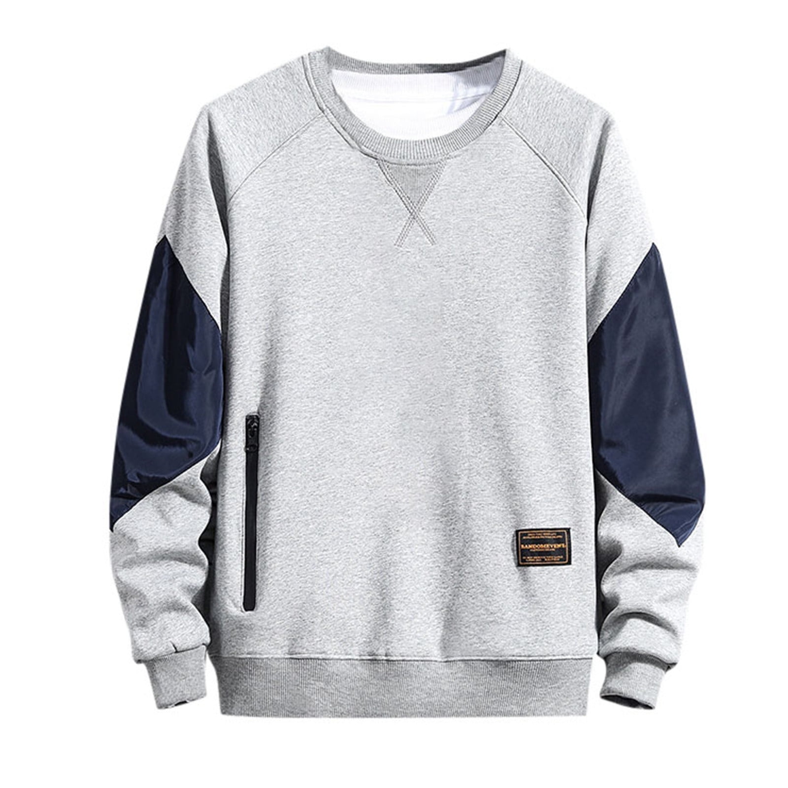 AWZXDE Men's Solid Color Contrast Crewneck Sweatshirt, Fashion Casual ...