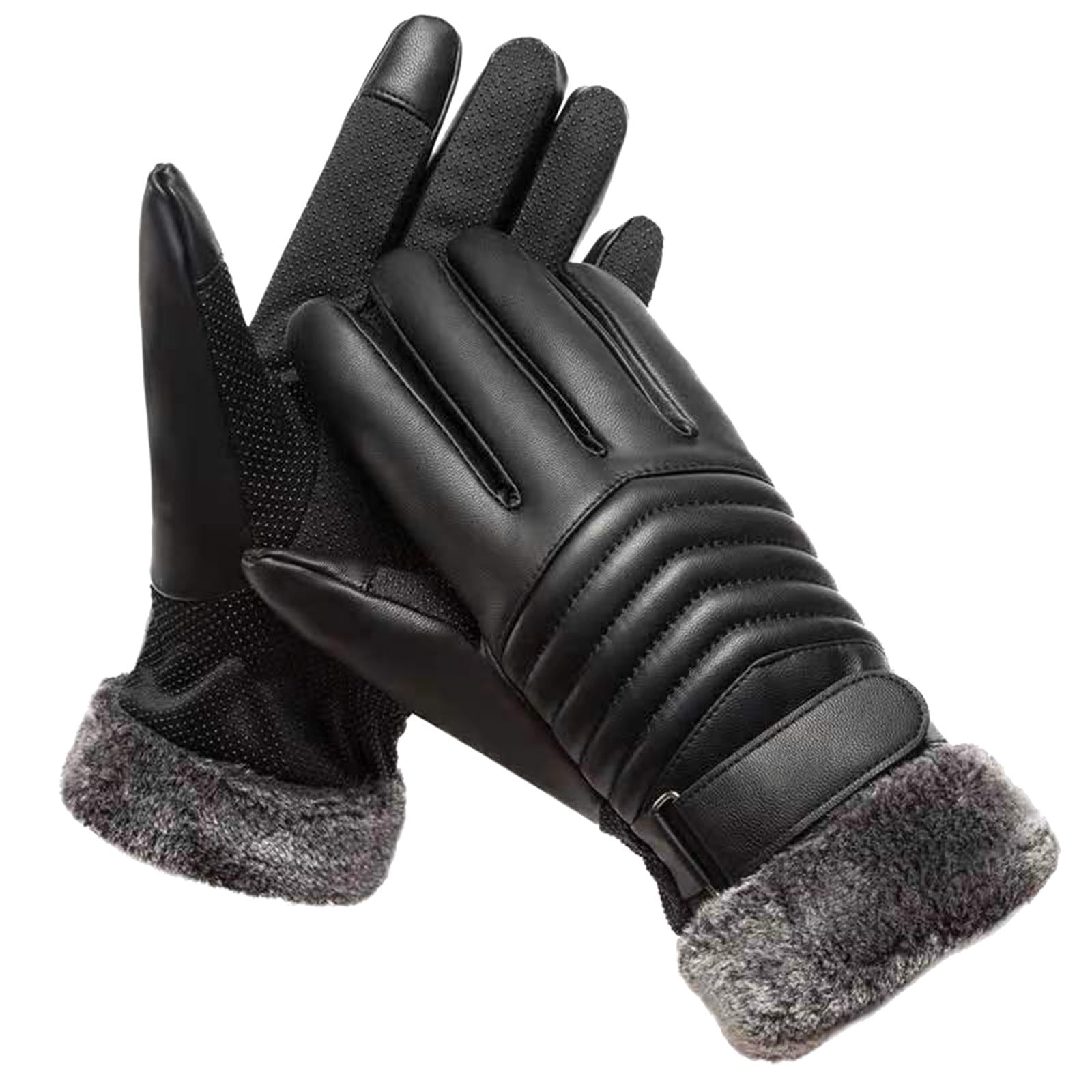 AWZXDE Men Winter Riding Gloves - Warm Outdoor Windproof Ski Leather ...
