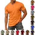 AWZXDE Men's Workout Running Shirts Solid V-Neck Chest Pocket Short ...