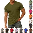 AWZXDE Men's Workout Running Shirts Solid V-Neck Chest Pocket Short ...