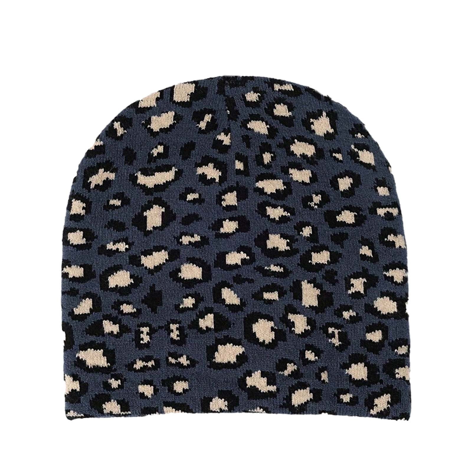 AWZXDE Mens Hats And Womens Leopard Print Knitted Cap Thick Warm Sports ...