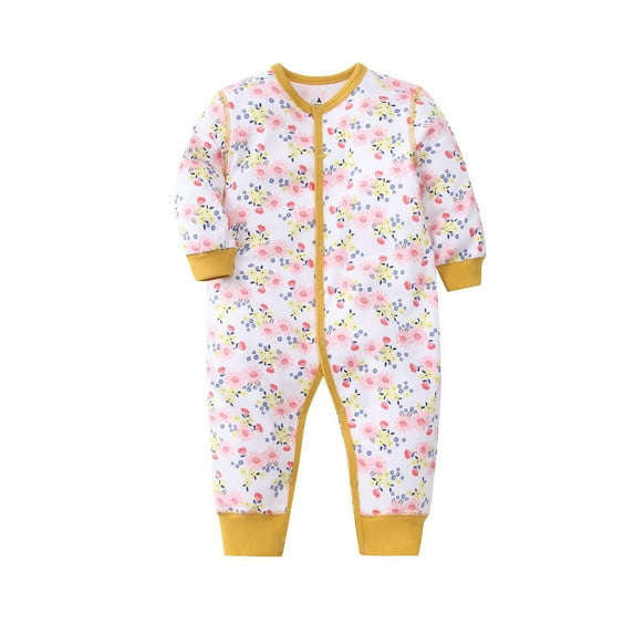 AWZXDE Newborn Infant Baby Boy Girl Print Romper Jumpsuit Playsuits Outfits Long Sleeve Button ...