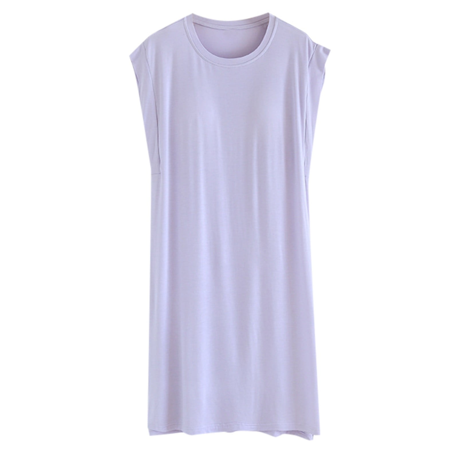 AWZXDE Night Gowns for Women With Bra Pad Sleeveless Sleep Dress Solid ...