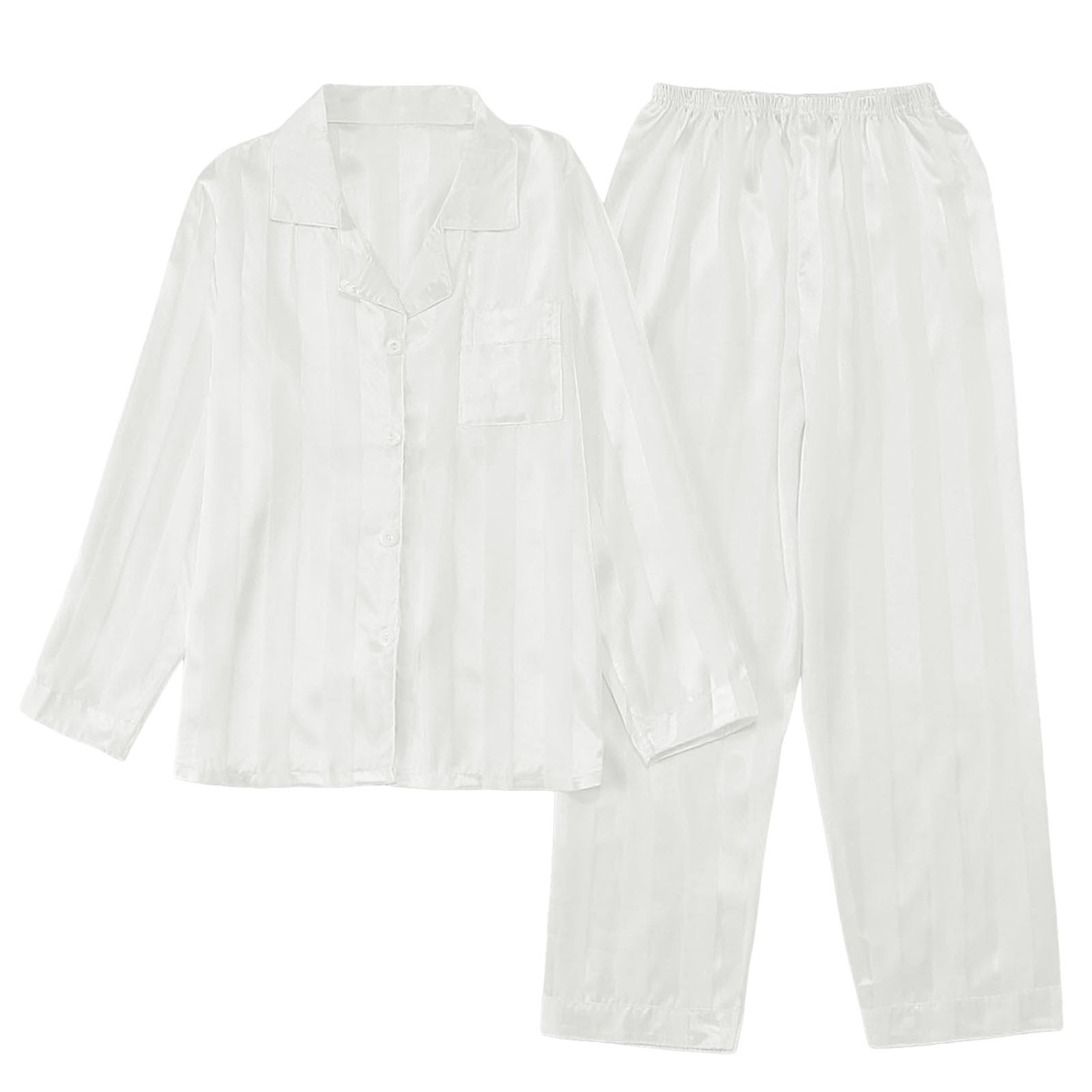 AWZXDE Pajamas For Women Thin Long Sleeve Ice Silk Daily Leisure Home ...