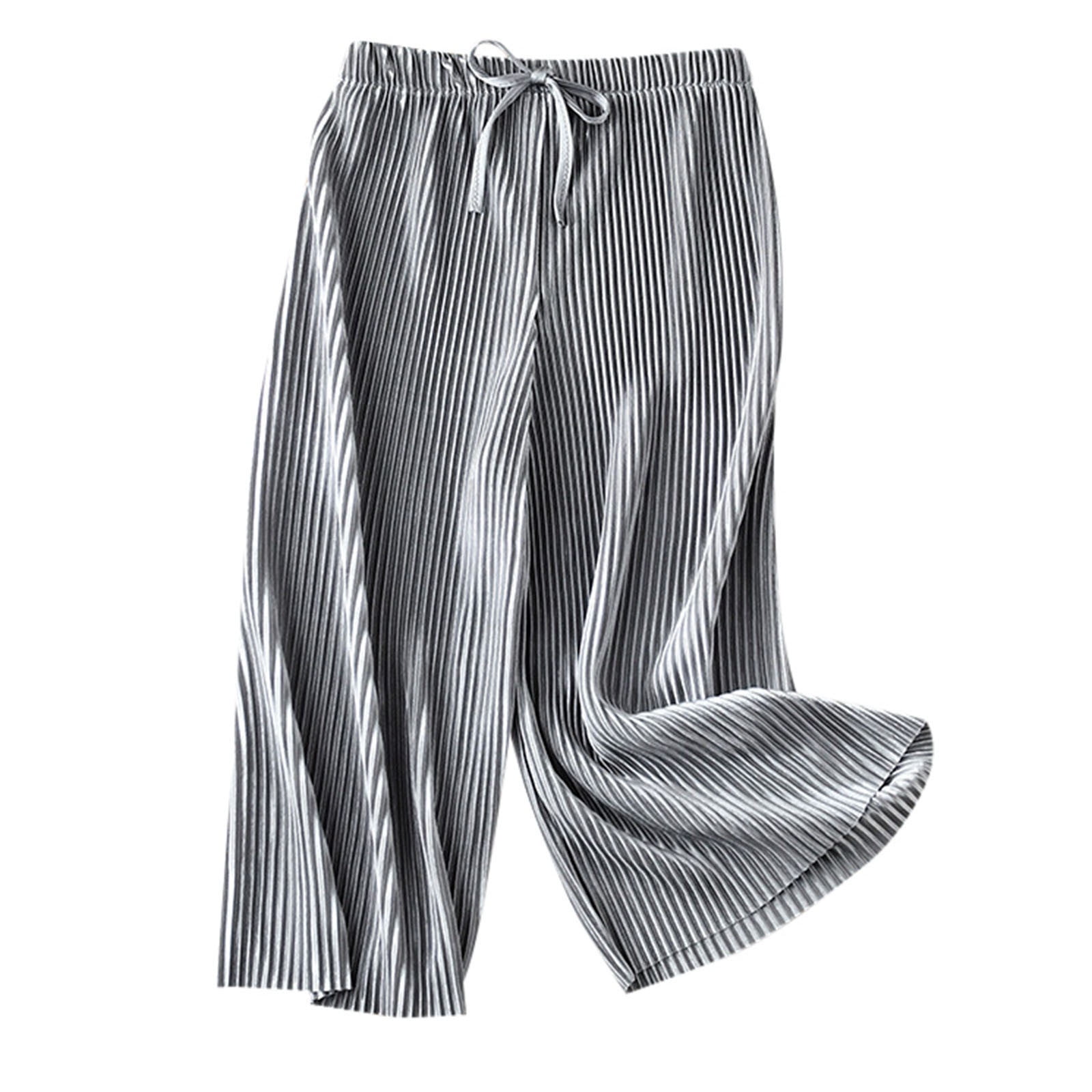 AWZXDE Pants Pleated Wide Leg Girls Loose Leisure Chiffon Long Trousers ...