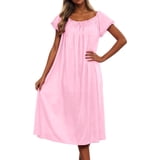 AWZXDE Sleepwear Pajama Dress for Women Summer Solid Color Silk Short ...