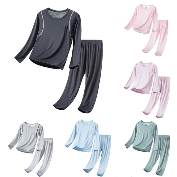 AWZXDE Soft Girls Pajama Set Long Sleeve Sleepwear Comfortable Kids ...