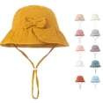 AWZXDE Solid Color Bowknot Wide Brim Adjustable Bucket Sun Hat For Baby ...