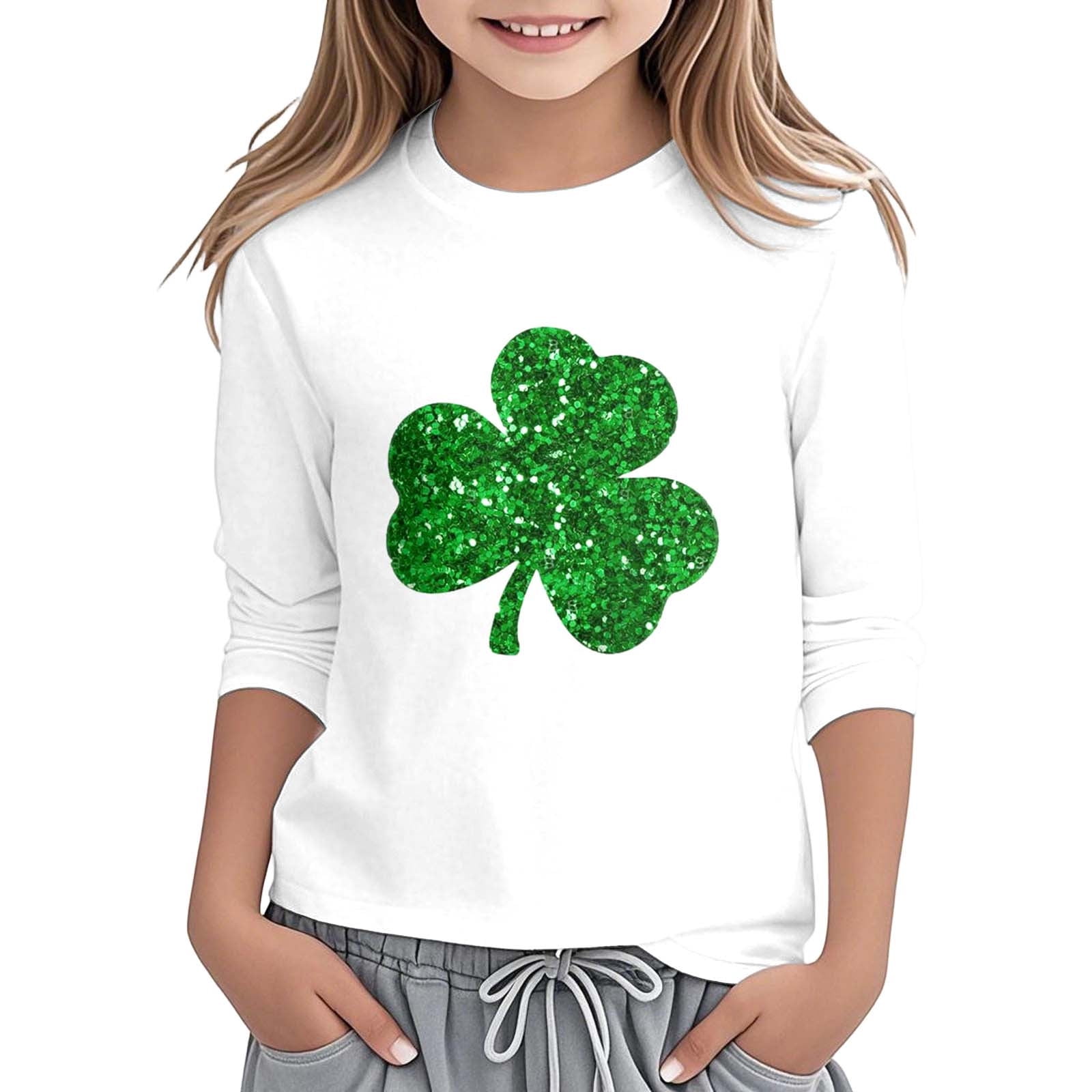 AWZXDE St Day Girls Print Split Sleeve T Shirt Festive Holiday Party ...